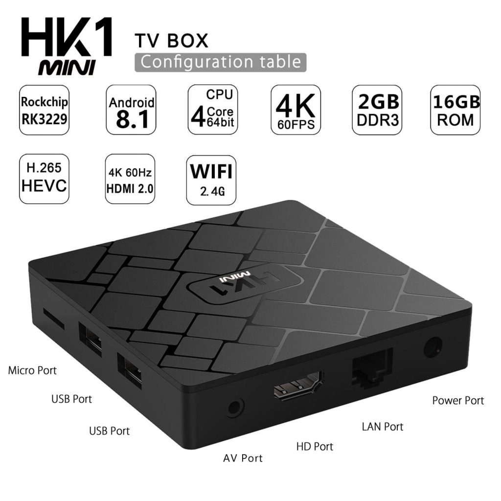 HK1 MINI TV Box Android 8.1 RK3229 Quad Core 2GB+16GB