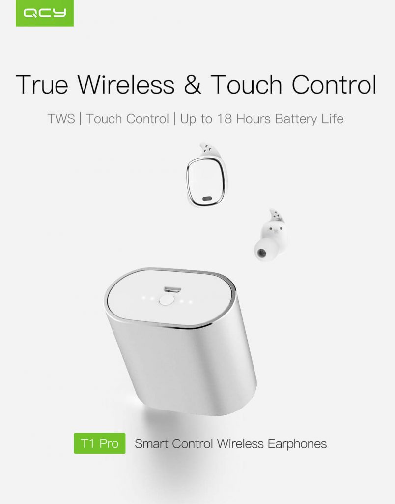 QCY T1 Pro TWS Touch Control Bluetooth Earphones - Chinese Factory